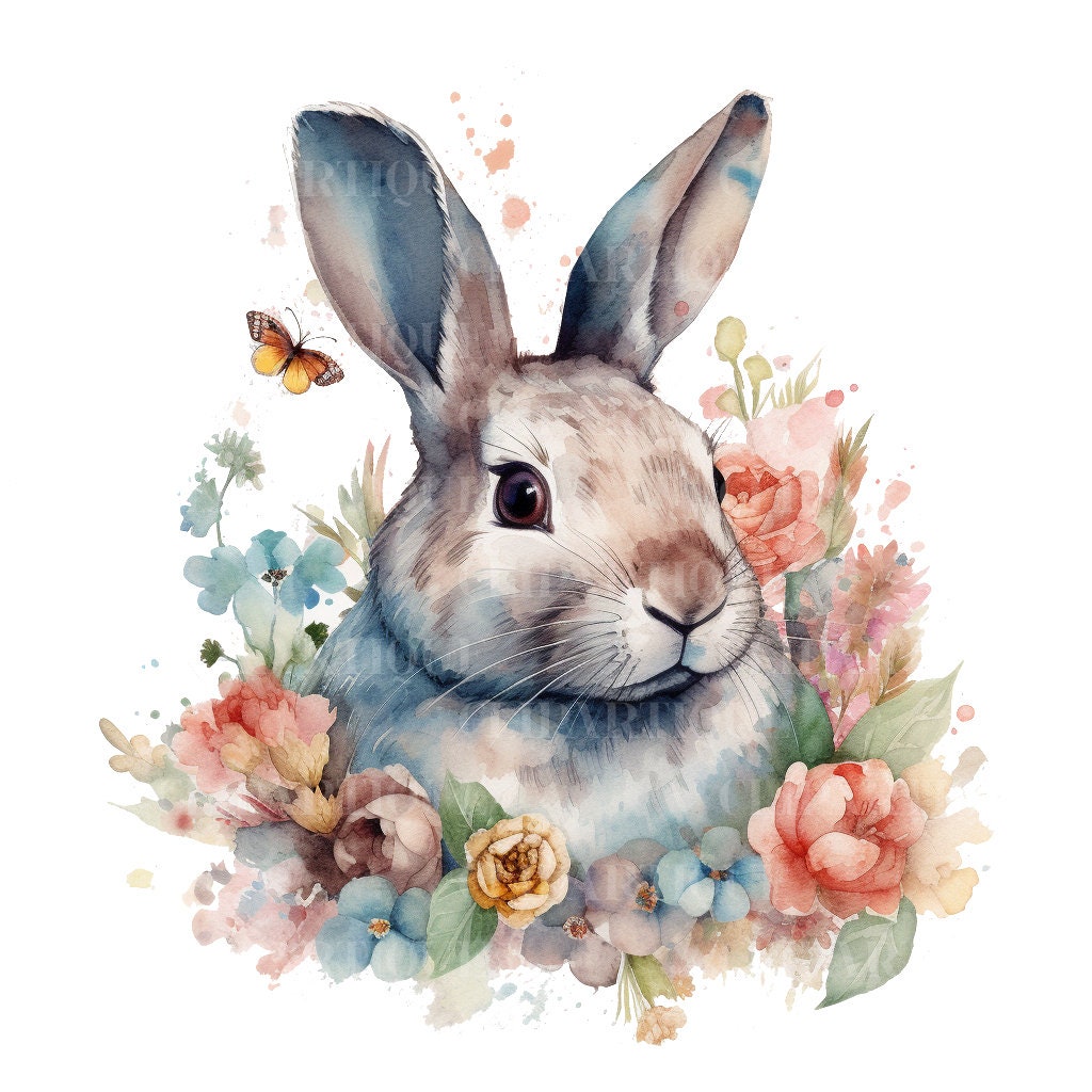 RABBIT CLIPART Farm Animals PNG 12pc Water Color Clipart - Etsy