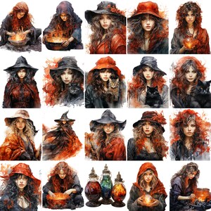 FIRE WITCH CLIPART Bundle 71x Png Watercolor Witchy, Fantasy ...