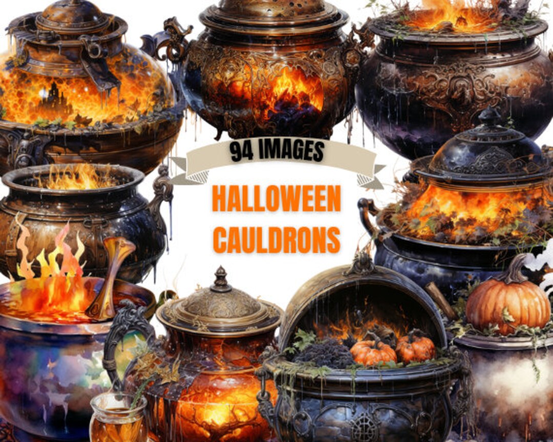 HALLOWEEN CAULDRON CLIPART Bundle 94x Png - Watercolor - Fall Autumn ...