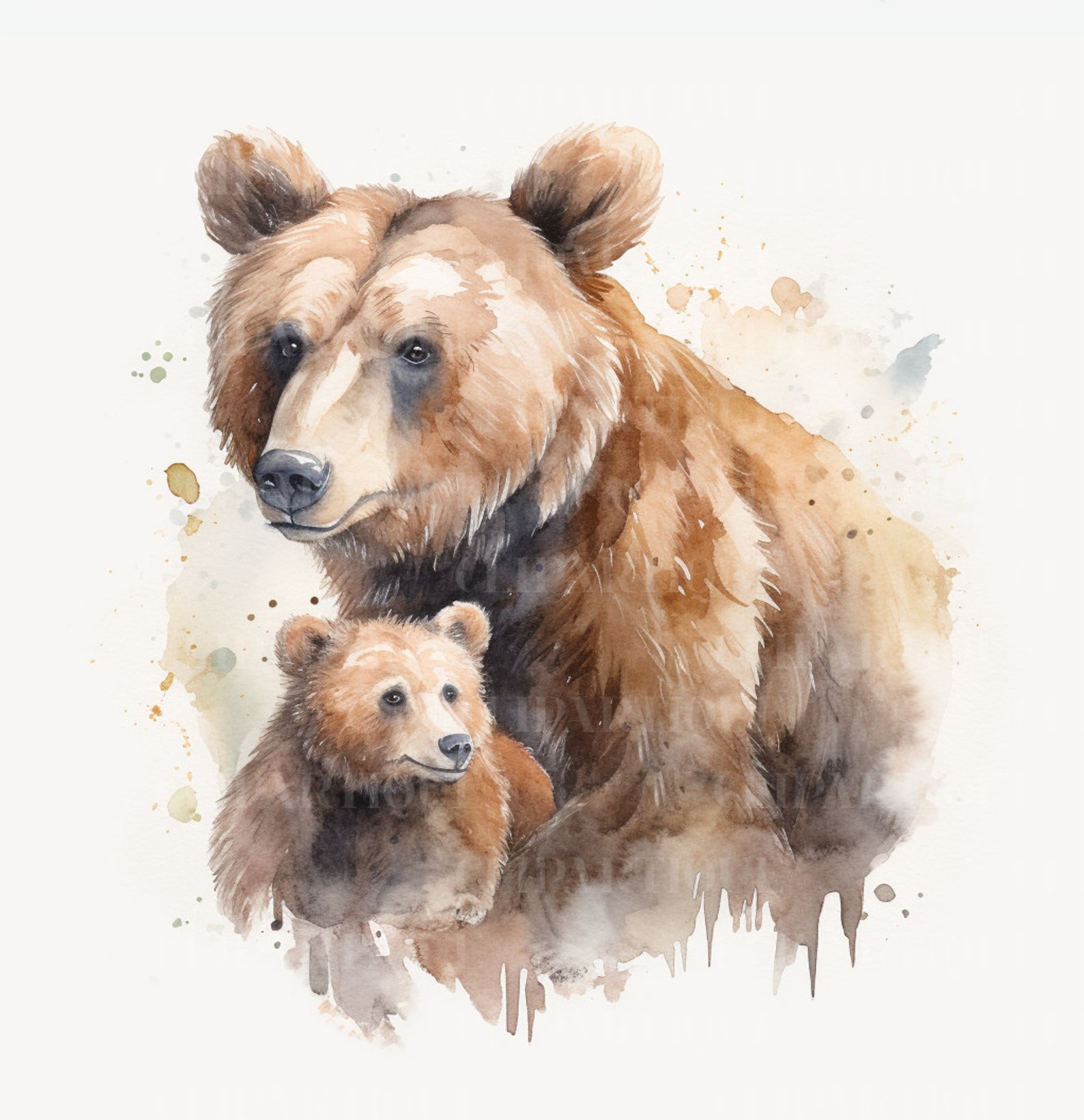 MAMA BEAR Png Water Color CLIPART 20pc Jungle Animals Png - Etsy