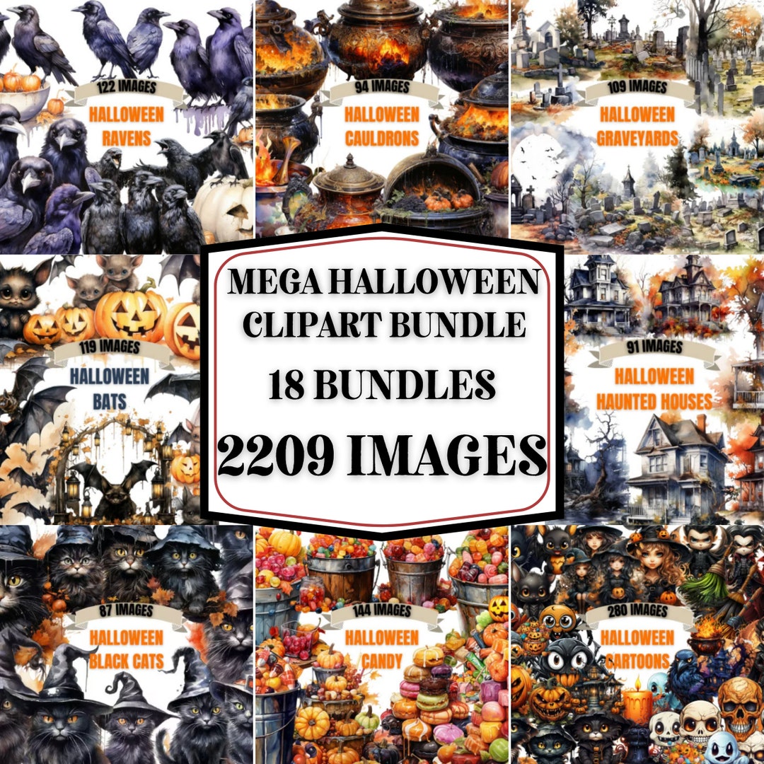 HALLOWEEN MEGA CLIPART Bundle 2209x Png Watercolor Fall Autumn ...