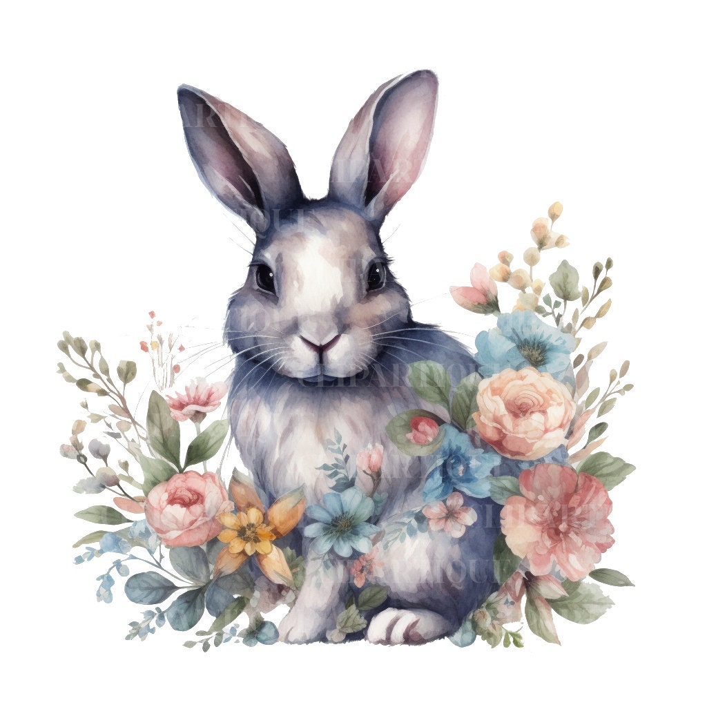 RABBIT CLIPART Farm Animals PNG 12pc Water Color Clipart - Etsy