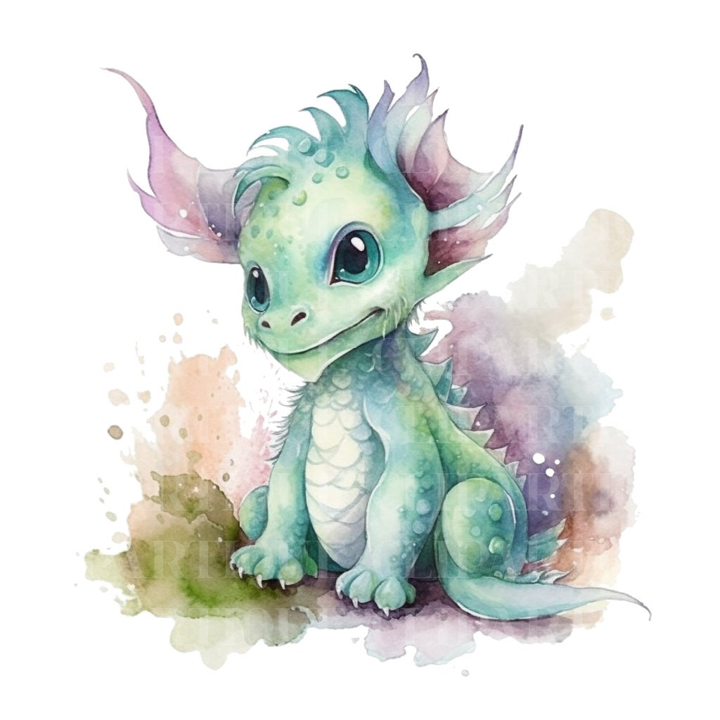 BABY DRAGONS Png 12pc Watercolor CLIPART Magical Fantasy - Etsy