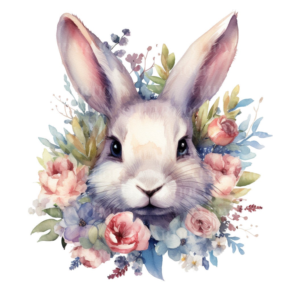 RABBIT CLIPART Farm Animals PNG 12pc Water Color Clipart - Etsy