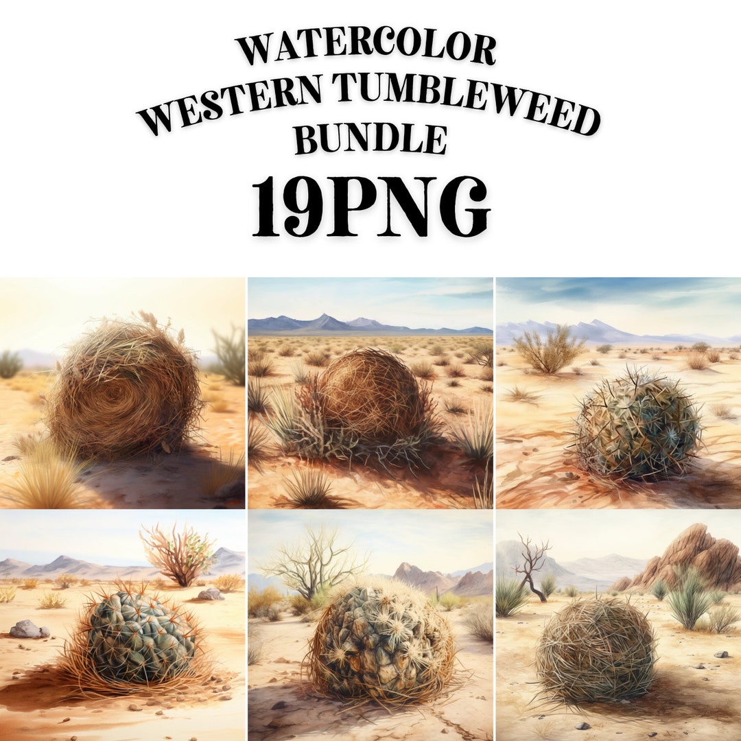 TUMBLEWEED WALL ART Bundle 19x Png - Western Watercolor - Wild West ...