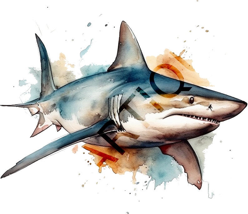 SHARK PNG 12pc Water Color CLIPART Ocean Animals Png - Etsy