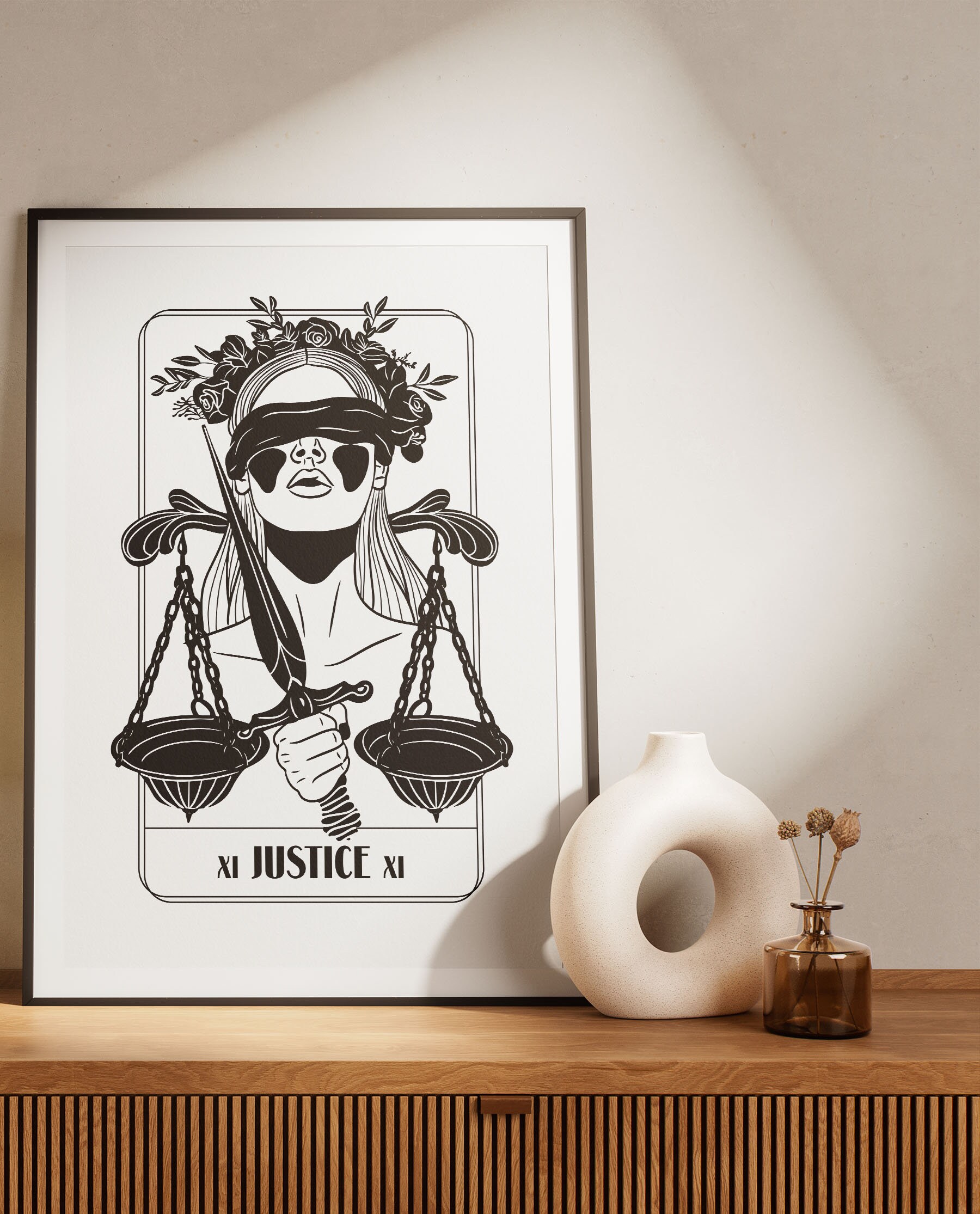 Justice Tarot, Tarot Poster, Printable Art, Spiritual Art, Witchy Home ...