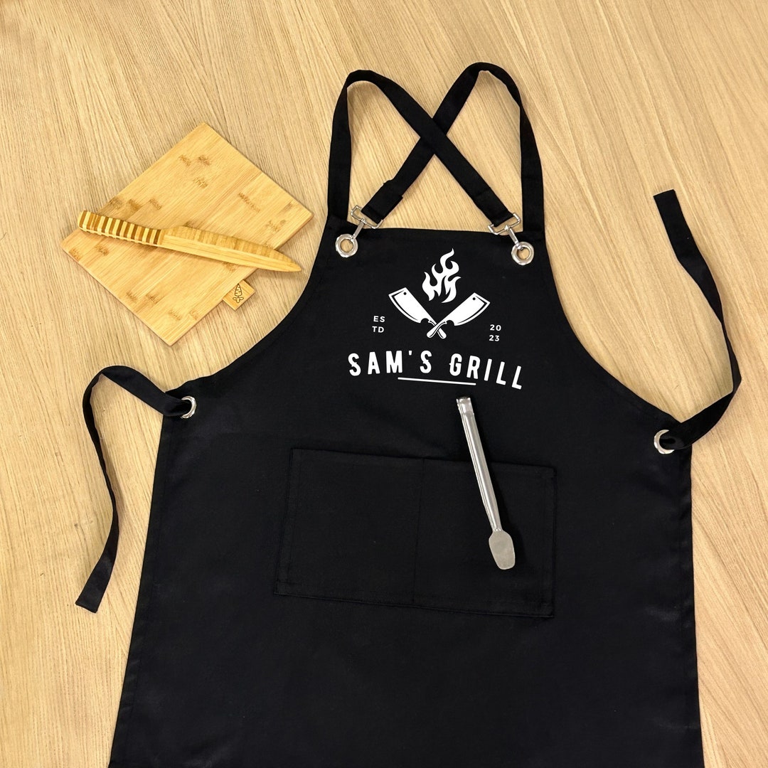 Custom Apron for Men, BBQ Apron, Grill Dad Apron, Man Apron With Pocket ...