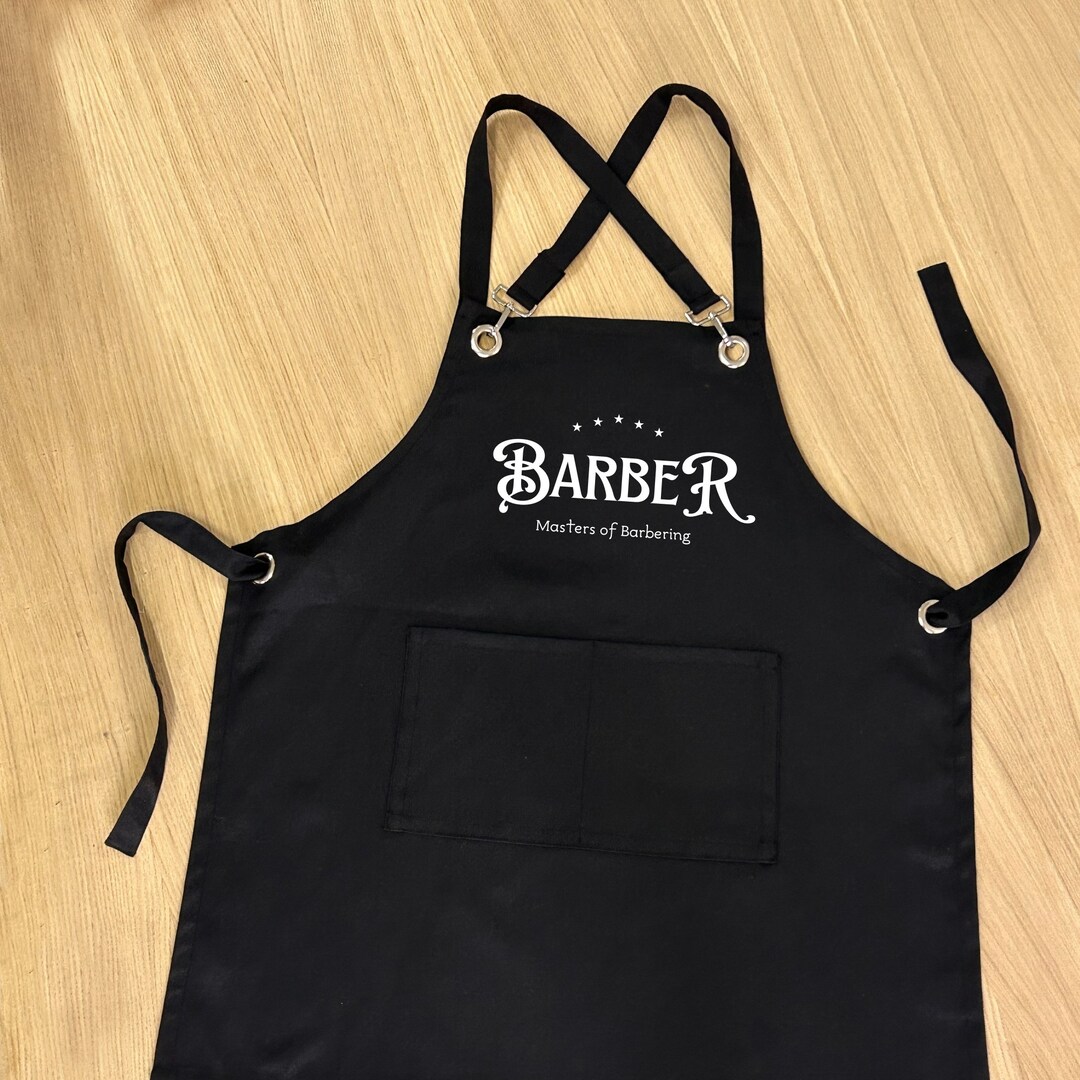 Custom Cross Back Barber Apron, Man Apron With Pocket, Custom Text ...