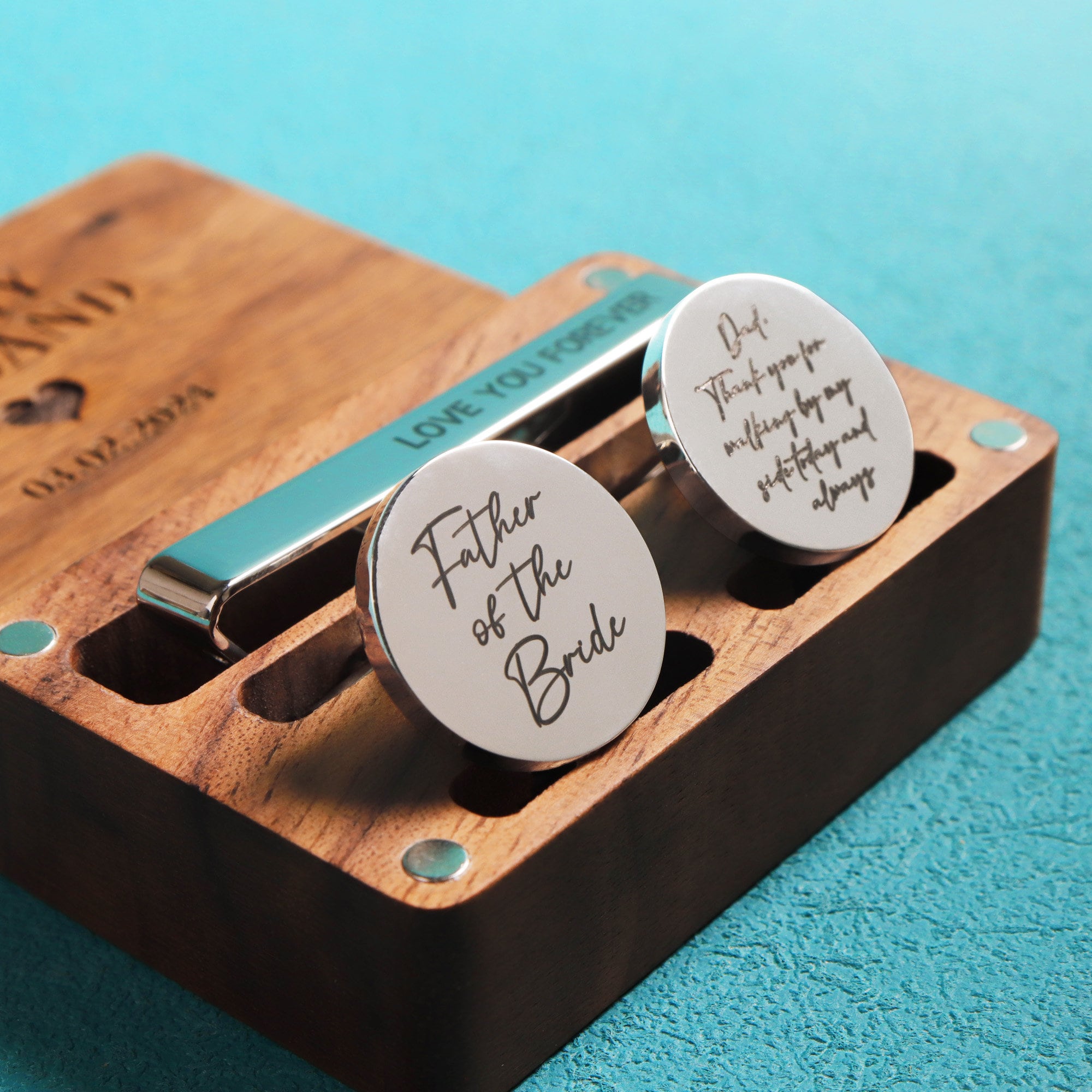 Personalized Cufflinks, Tie Clip & Rectangle Gift Box - Wedding Day ...