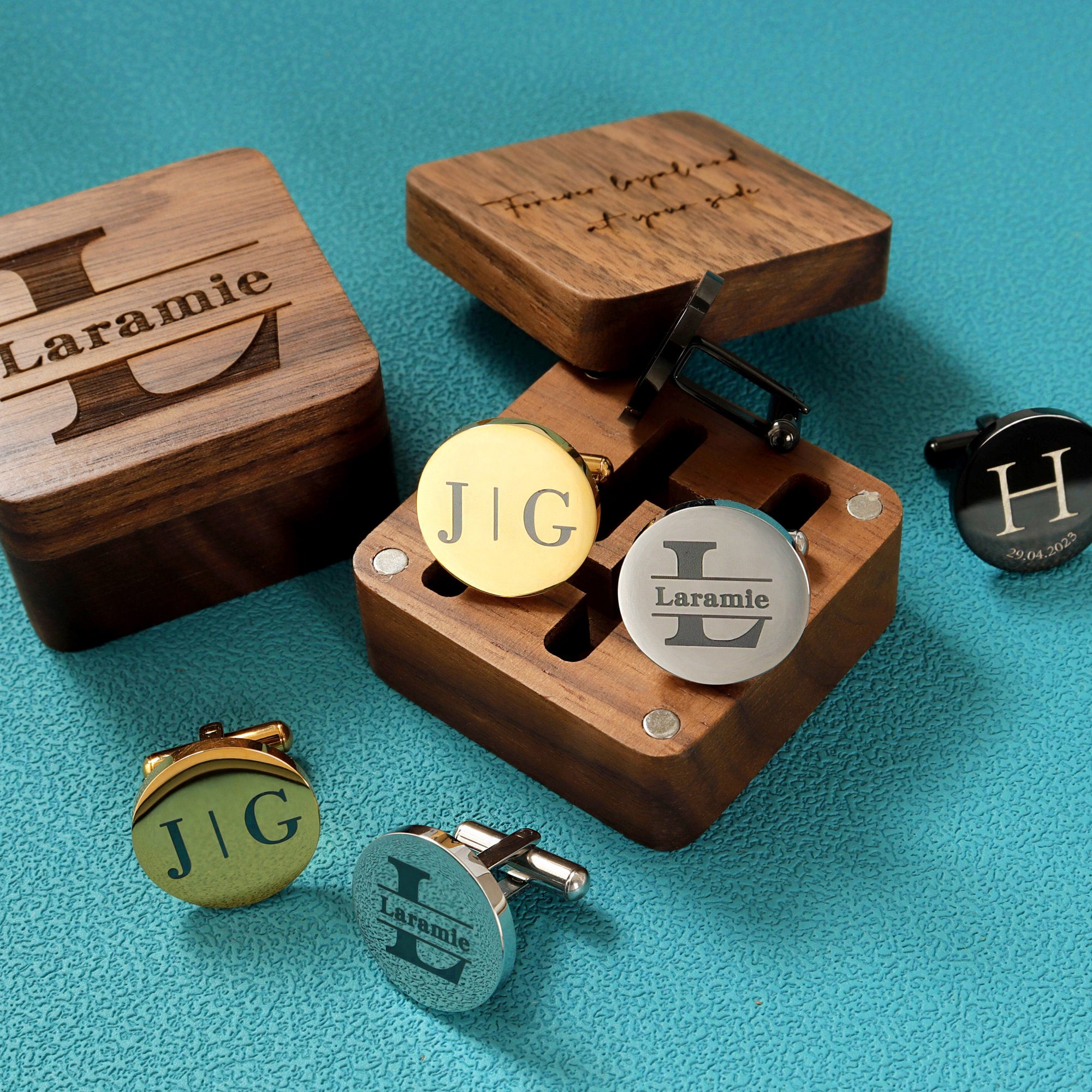 Personalized Engraved Names and Dates Cufflinks, Bride to Groom Wedding ...