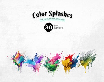 Watercolor Splashes With Splatter 4th of July Clipart Bundle of 20 ...