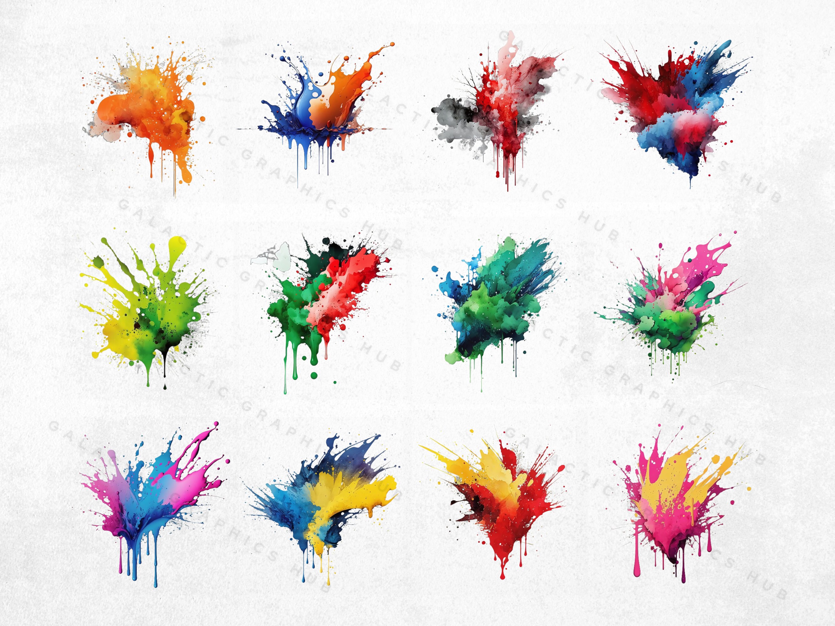 Watercolor Vibrant Splashes Clipart, PNG Transparent Background ...