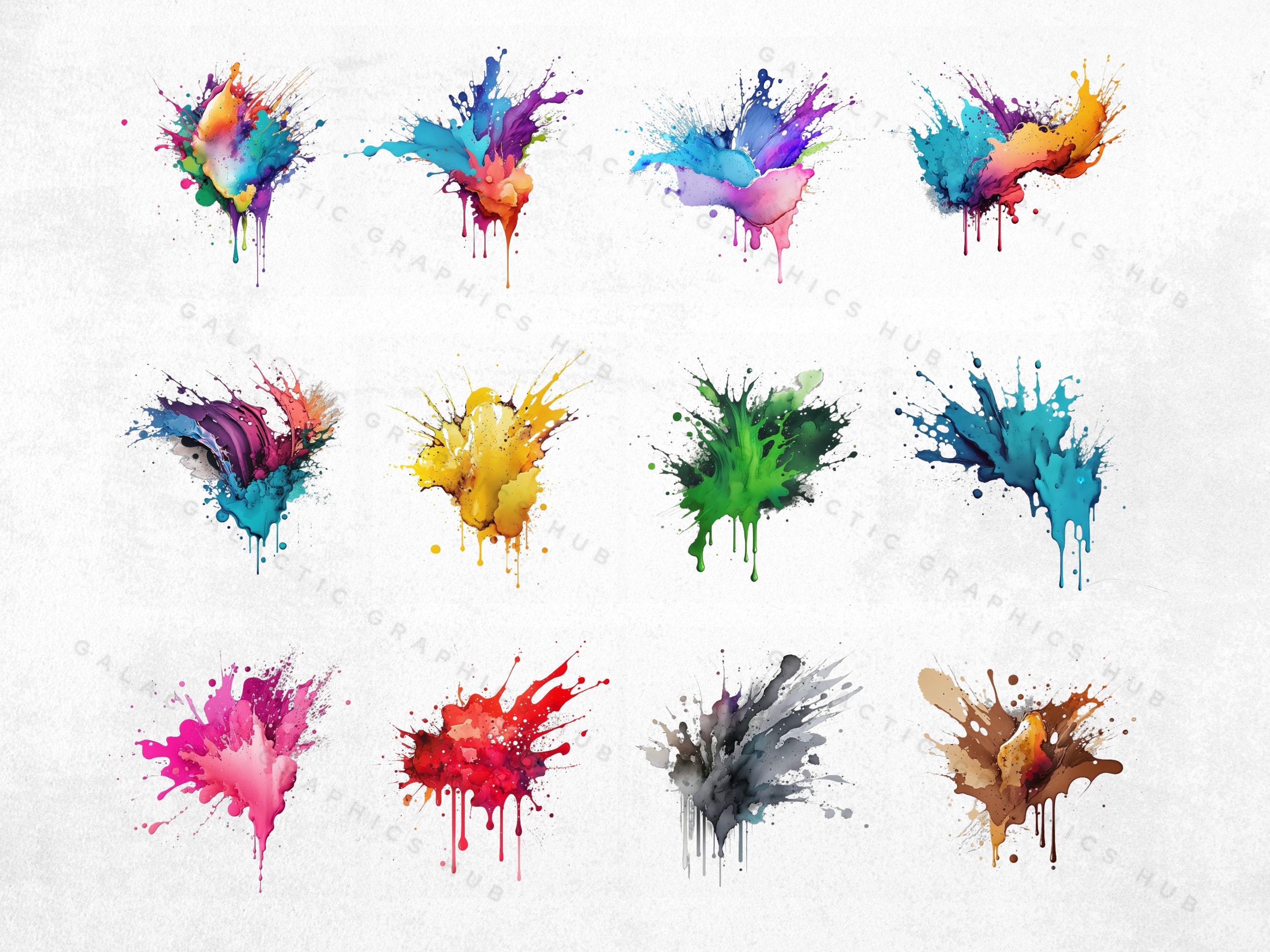 Watercolor Vibrant Splashes Clipart, PNG Transparent Background ...