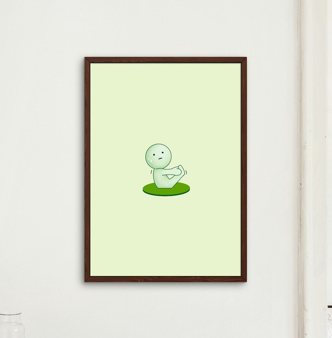 Smiski Poster | Smiski Yoga Series Print | Cute Japanese Green Guy ...