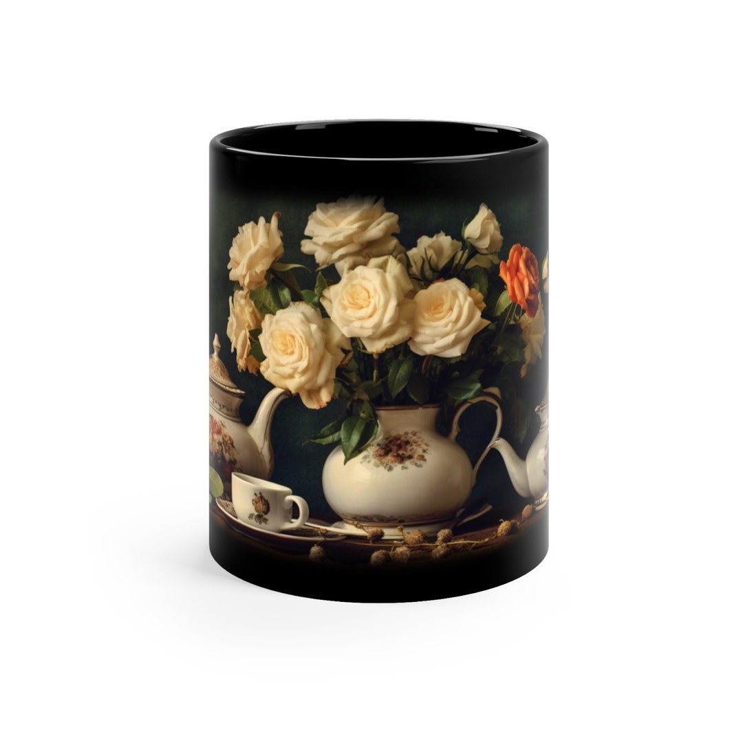 11 Oz, Old English Tea Setting With Rose/floral Bouquet, Black Coffee ...