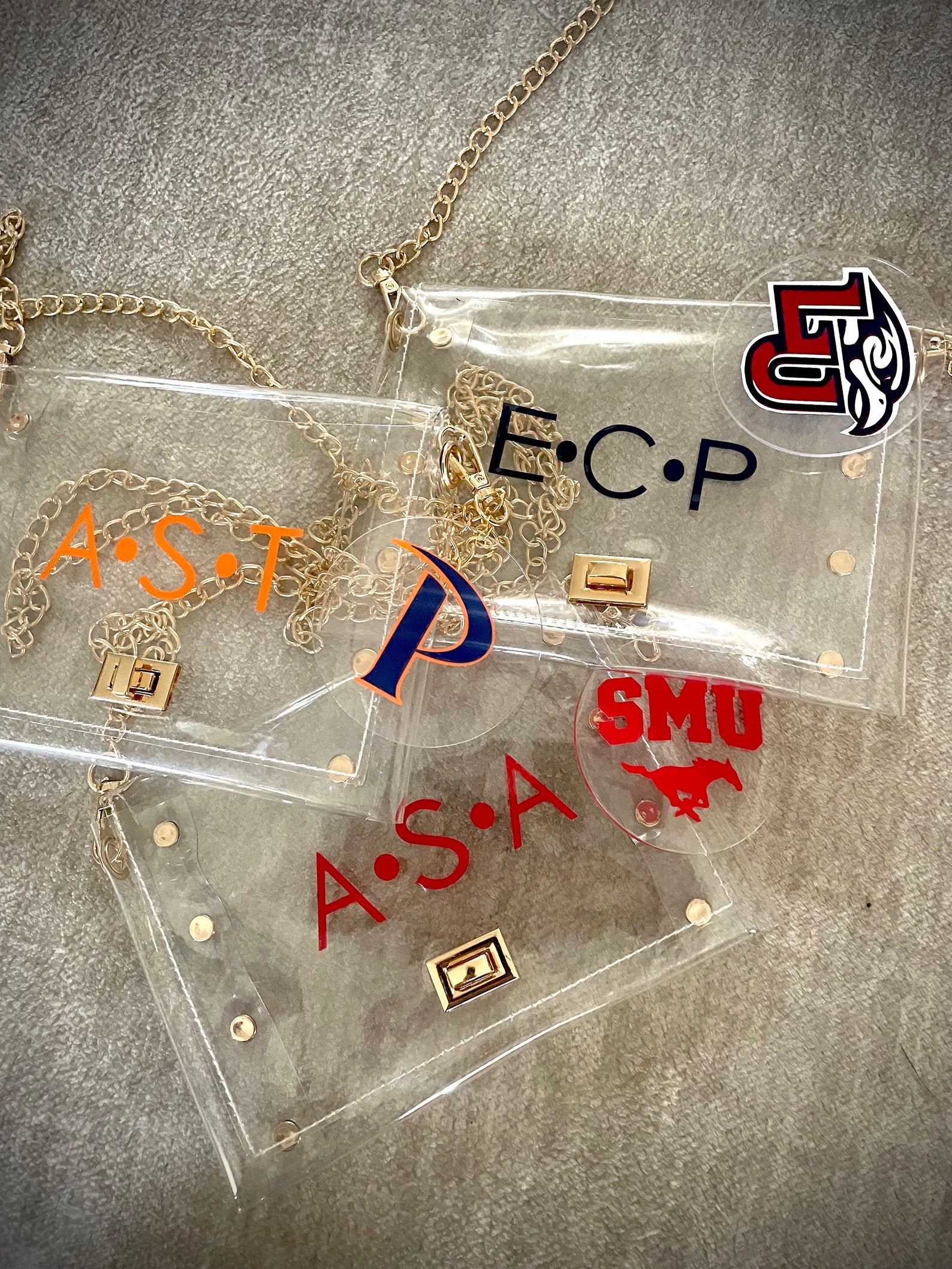 Clear Monogrammed College Stadium Purse With Badge Tag - Etsy