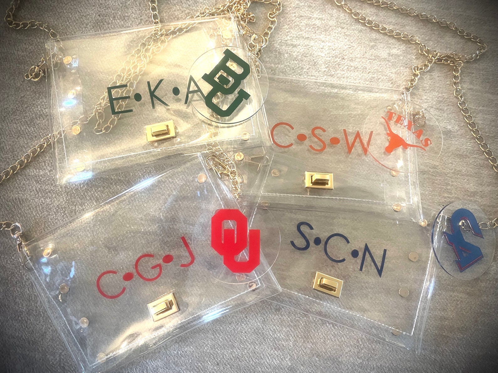 Clear Monogrammed College Stadium Purse With Badge Tag - Etsy