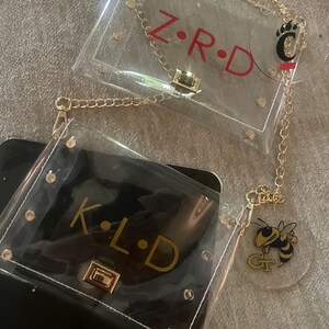 Clear Monogrammed College Stadium Purse With Badge Tag - Etsy