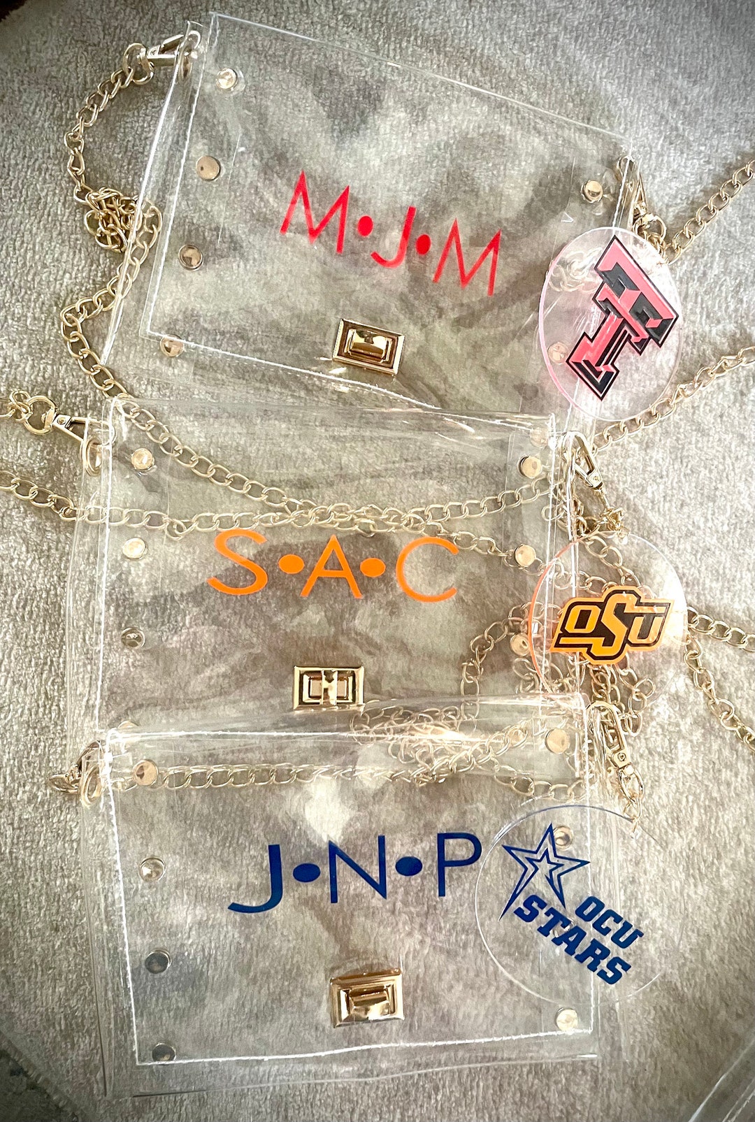 Clear Monogrammed College Stadium Purse With Badge Tag - Etsy