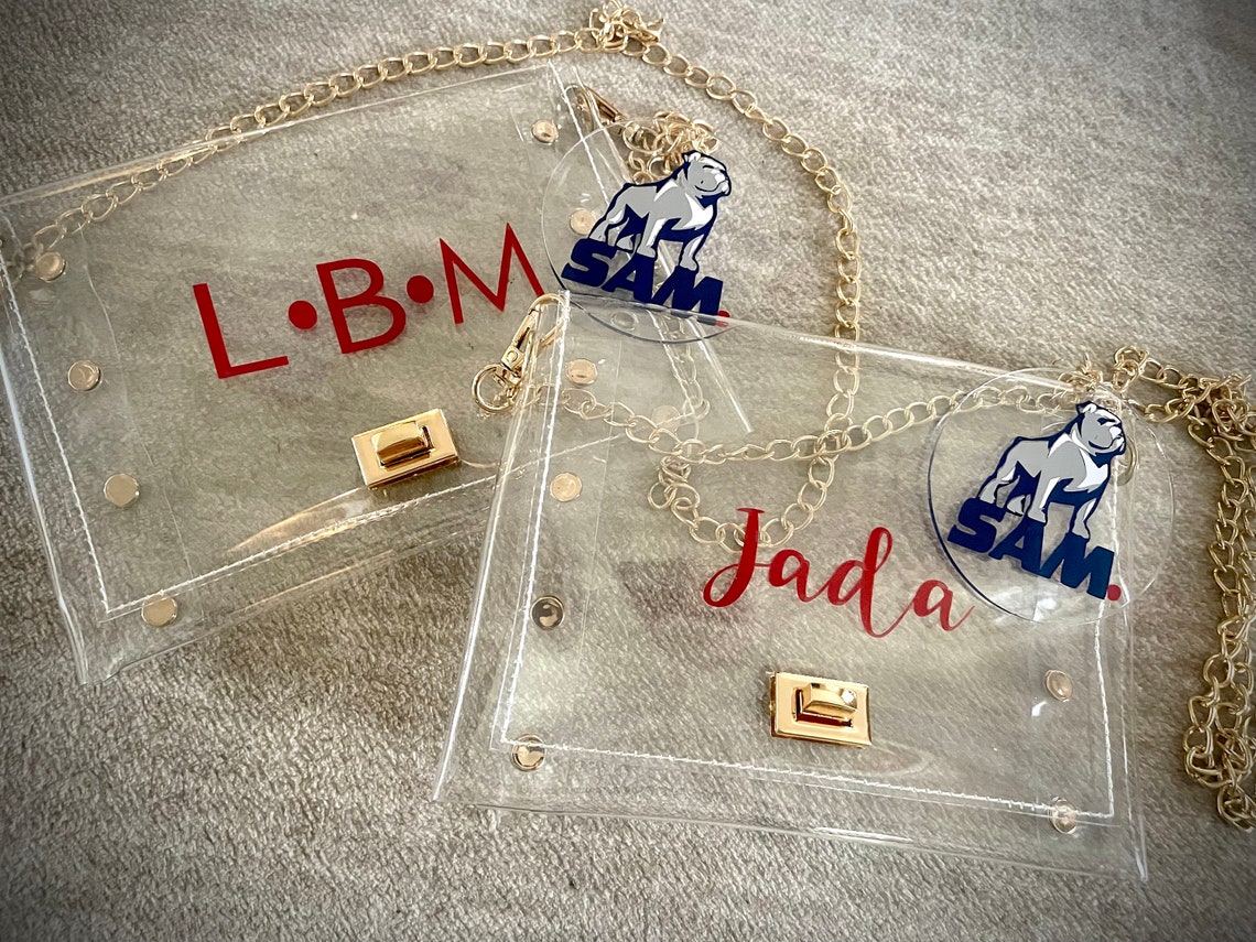 Clear Monogrammed College Stadium Purse With Badge Tag - Etsy