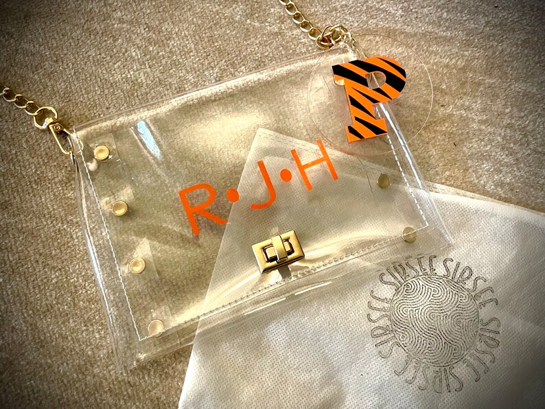 Clear Monogrammed College Stadium Purse With Badge Tag - Etsy