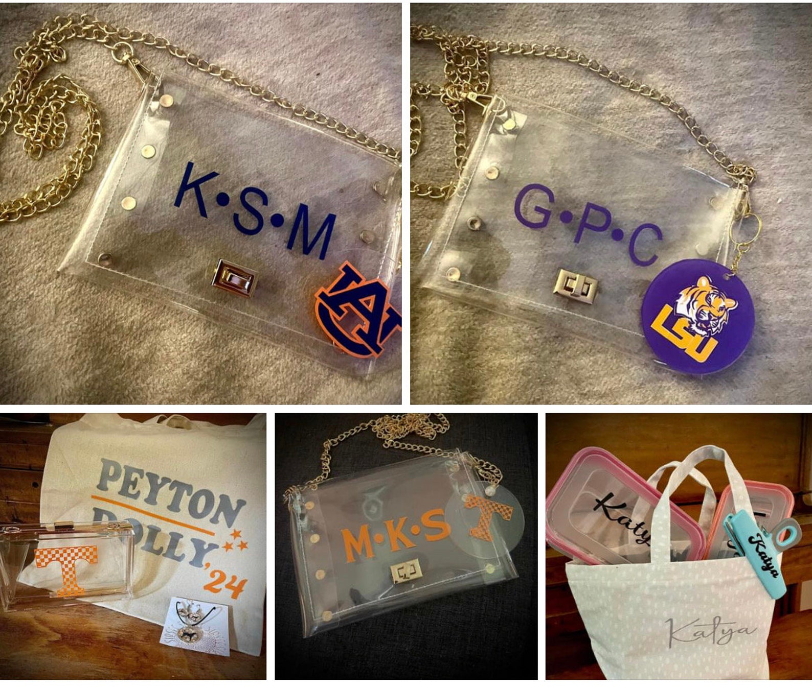 Clear Monogrammed College Stadium Purse With Badge Tag - Etsy