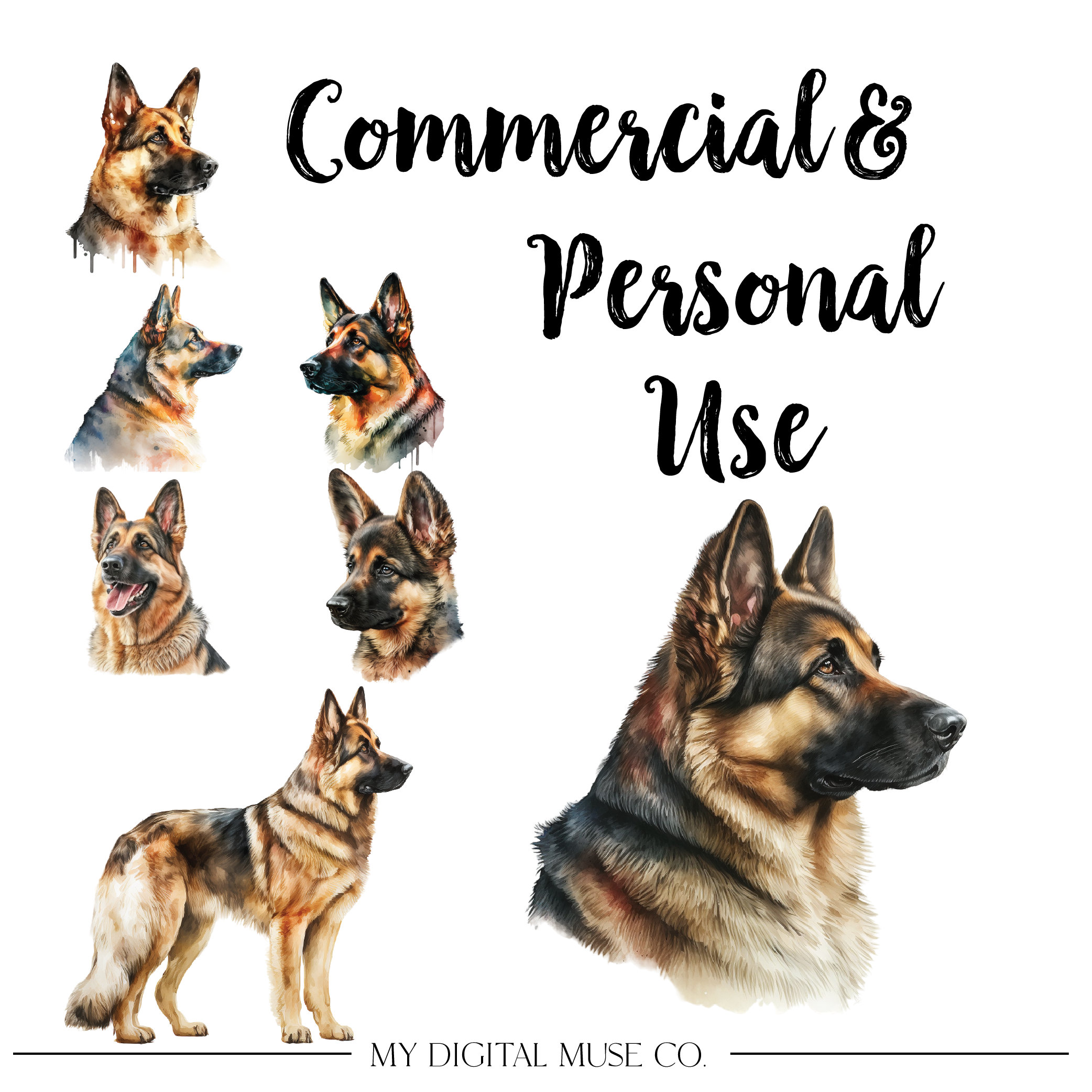 German Shepherd PNG Watercolor German Shepherd Clipart Jpg - Etsy