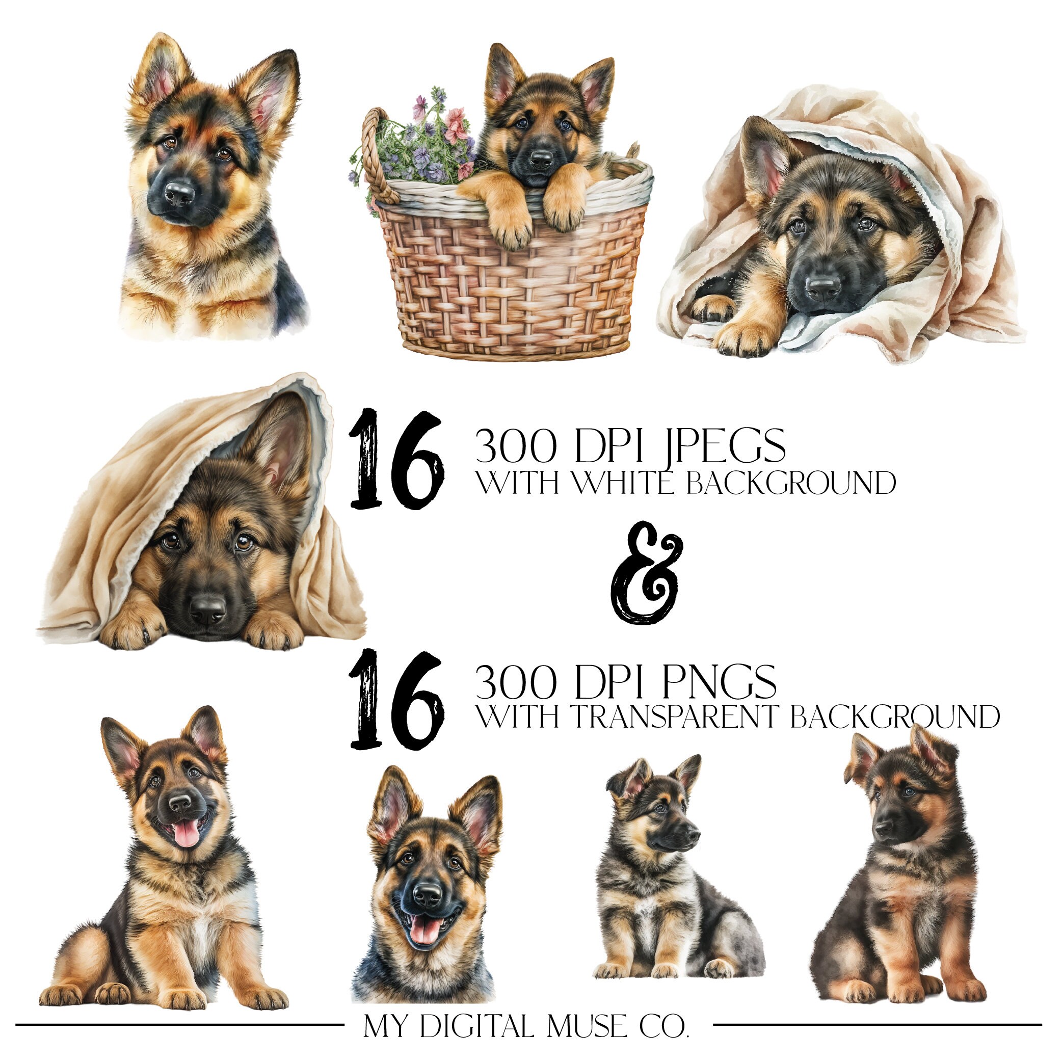 German Shepherd PNG Watercolor German Shepherd Clipart Jpg - Etsy