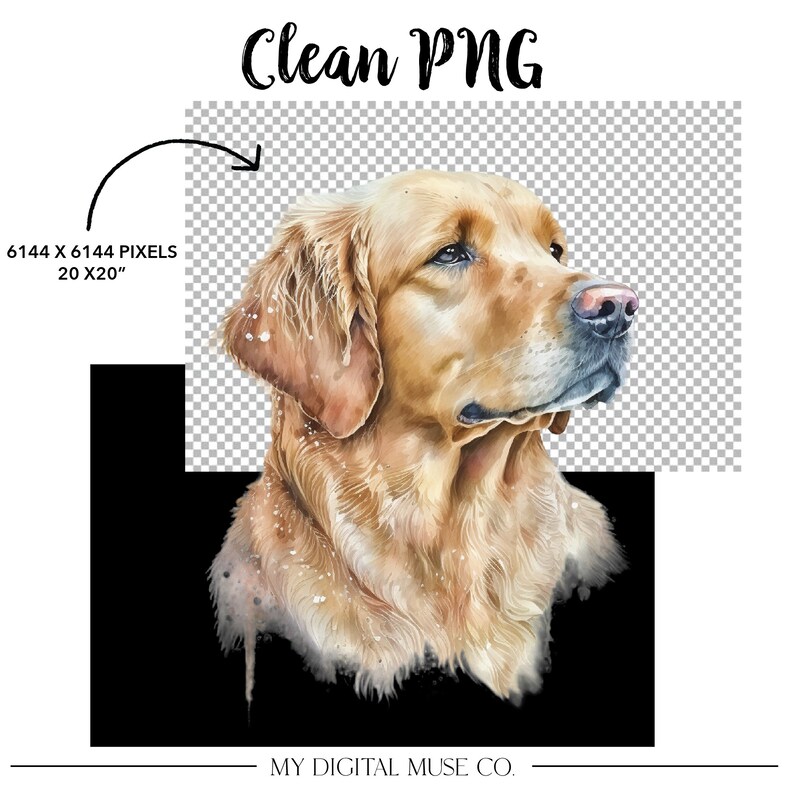 Golden Retriever PNG, Watercolor Golden Retriever Clipart, Jpg Puppy ...
