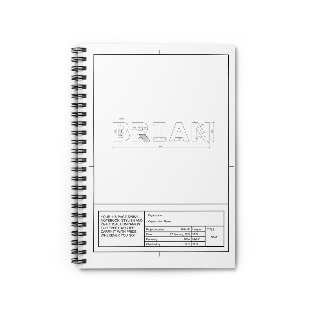 Custom Engineer Spiral Notebook, Custom Architect Notebook, Engineer ...