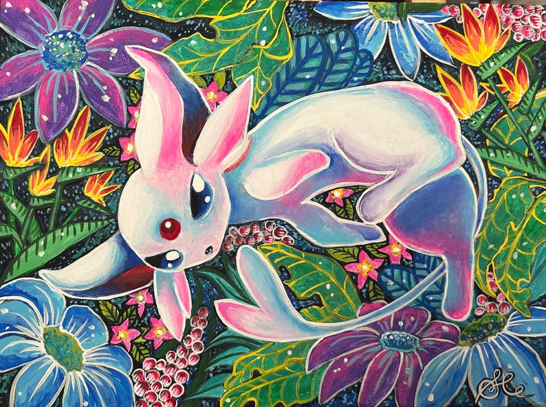 Espeon Textured Painting - Etsy