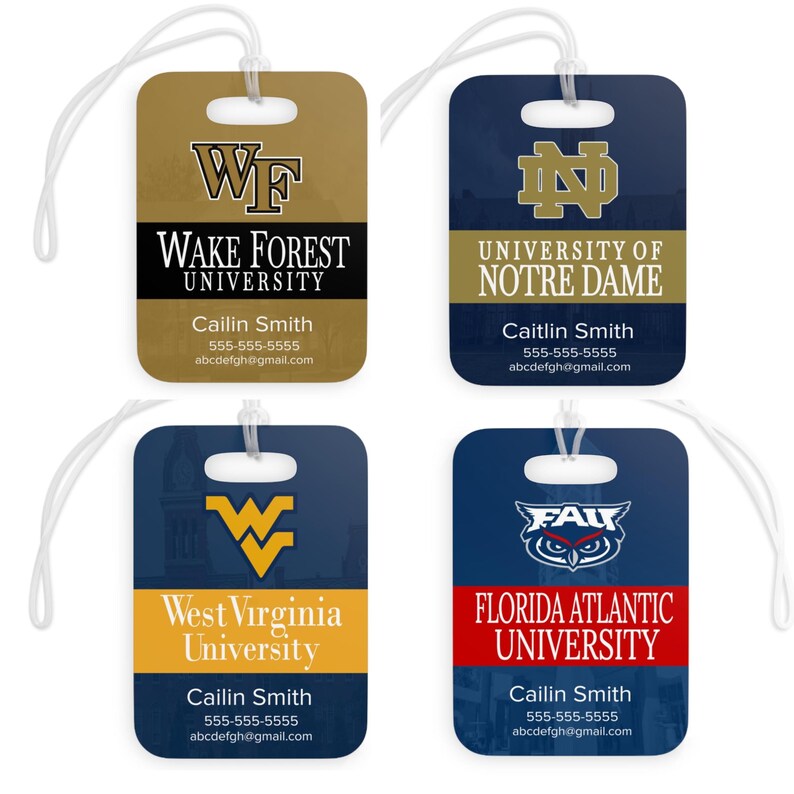 Personalized College Themed Luggage Tag, Graduation Gift, Custom Bag ...