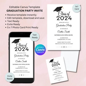 Editable Graduation Party Invitation Template, Digital Evite Graduation ...
