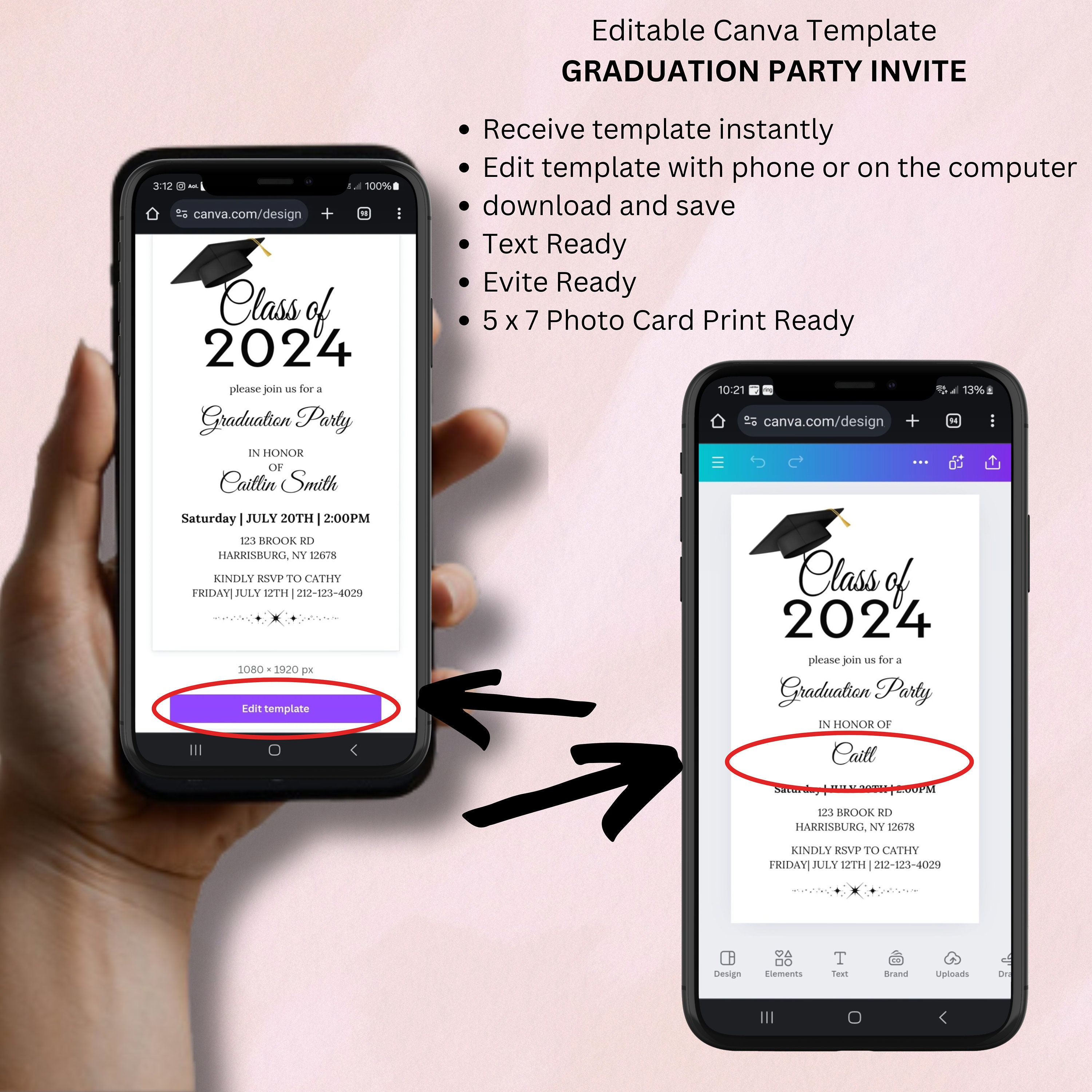 Editable Graduation Party Invitation Template, Digital Evite Graduation ...