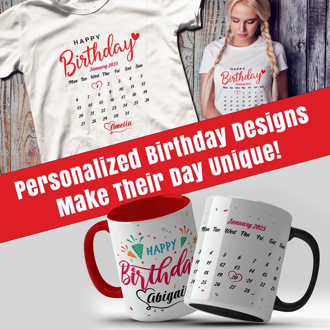 Custom Birthday Digital Download - Personalized Name & Date Design ...