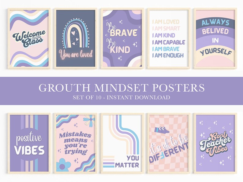 Growth Mindset Classroom Poster Set of 10 Inspirational - Etsy Australia