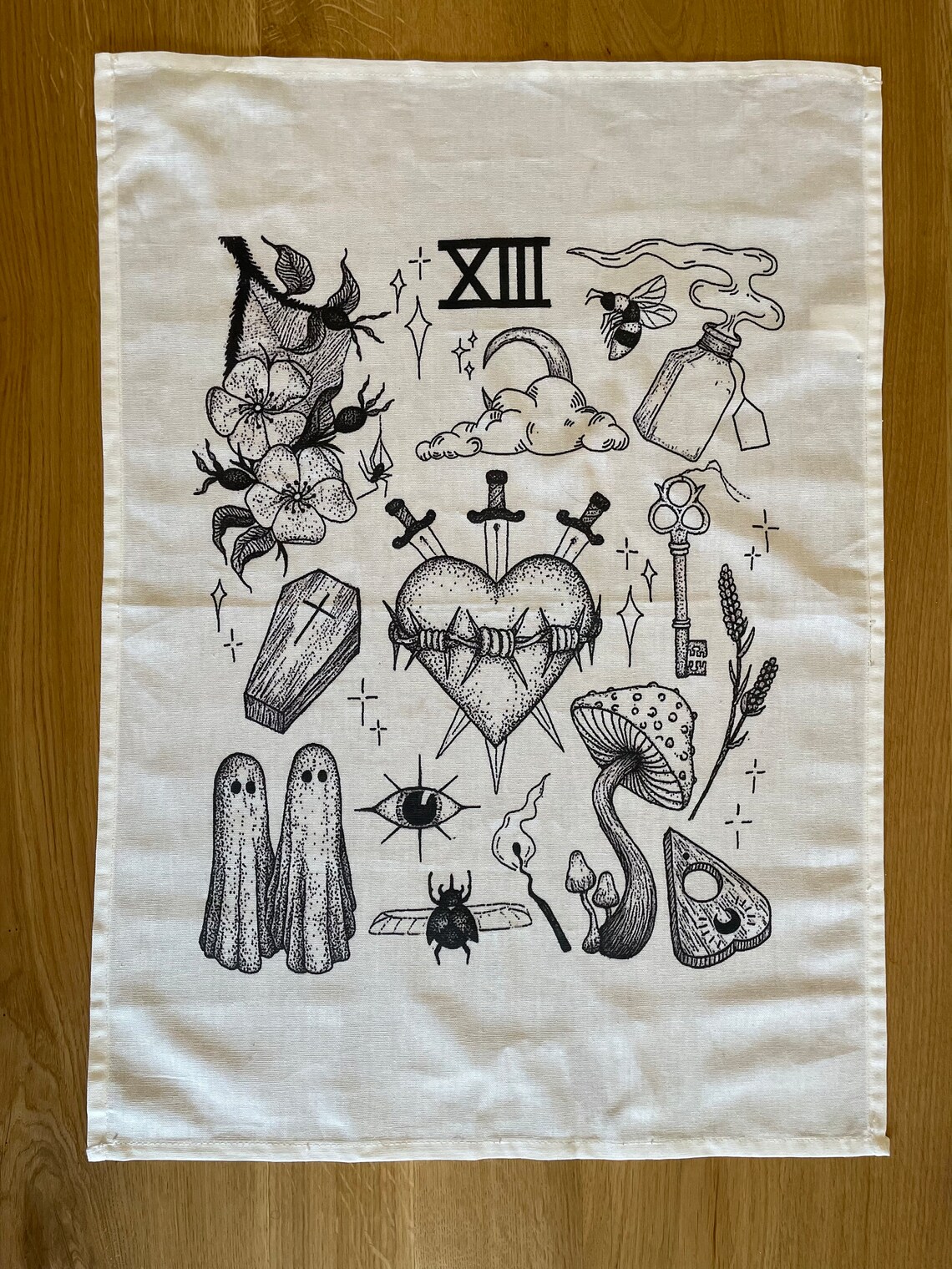 Illustrative Blackwork Flash Sheet Tattoo Tea Towel - Etsy UK