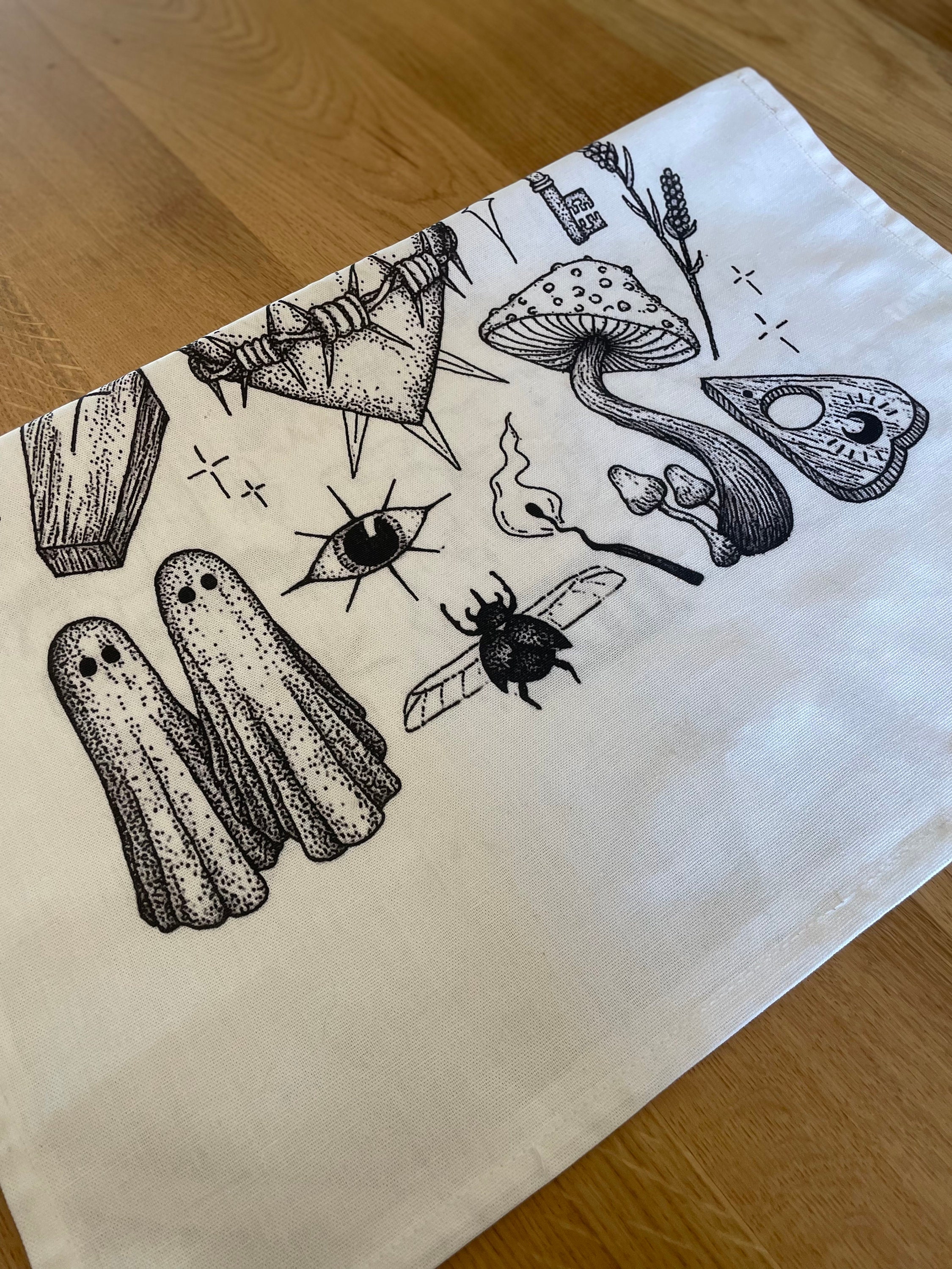 Illustrative Blackwork Flash Sheet Tattoo Tea Towel - Etsy UK