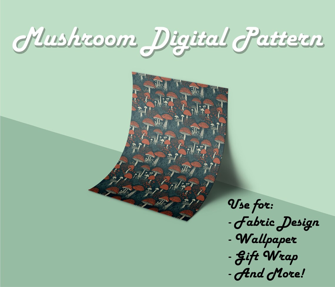 Mushroom Digital Pattern Pack (4 in 1), Commercial Use, Digital Paper ...