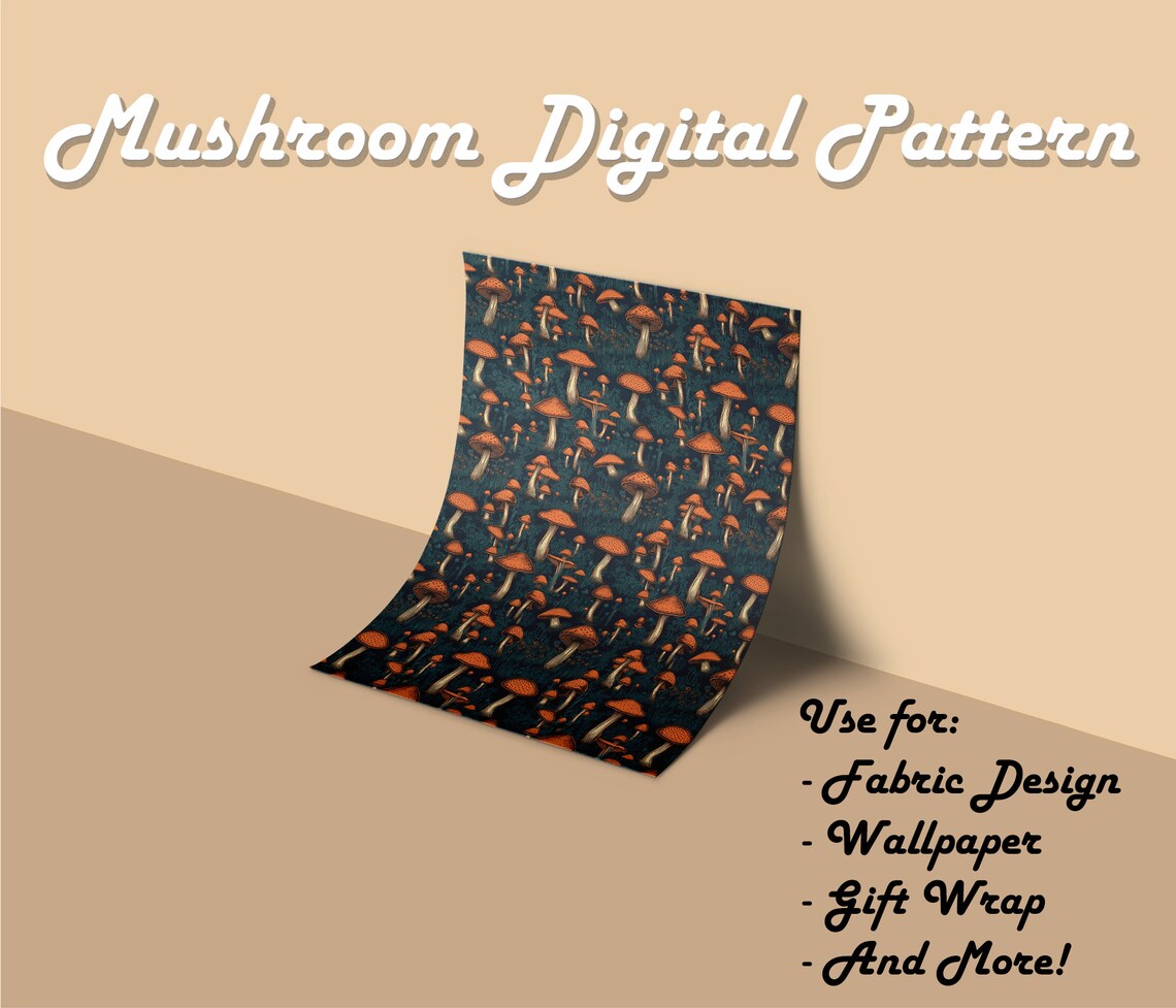 Mushroom Digital Pattern Pack (4 in 1), Commercial Use, Digital Paper ...