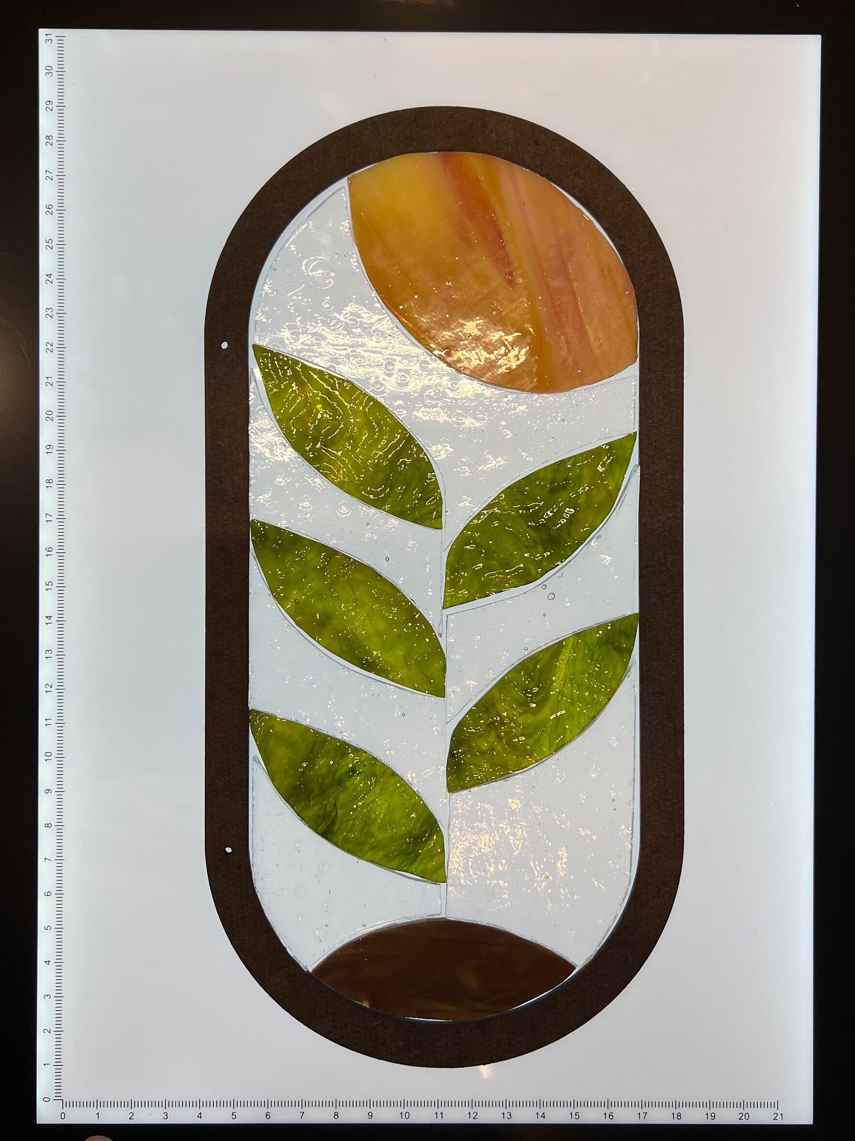 Original Oblong Stained Glass Layout Frame, Pill Shape Stained Glass ...