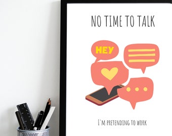 Lazy Inspiration Funny Work Quote Print Wall Art Poster Modern Decor ...