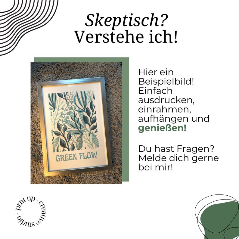 Retro Flow Poster, Print Template, Printable, Spring, Green Design ...