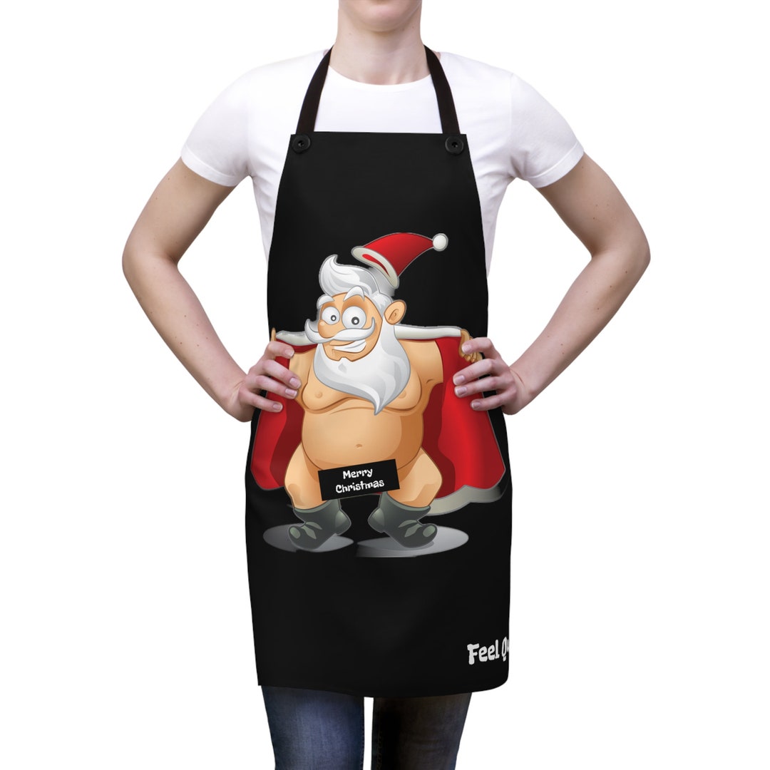 Black Unisex, Rude Santa Cooking Apron, Branded by Feel Quirky. Apron ...