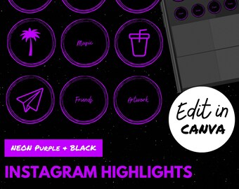 Neon Pink and Black Instagram Highlight Cover Template - Fun Instagram ...