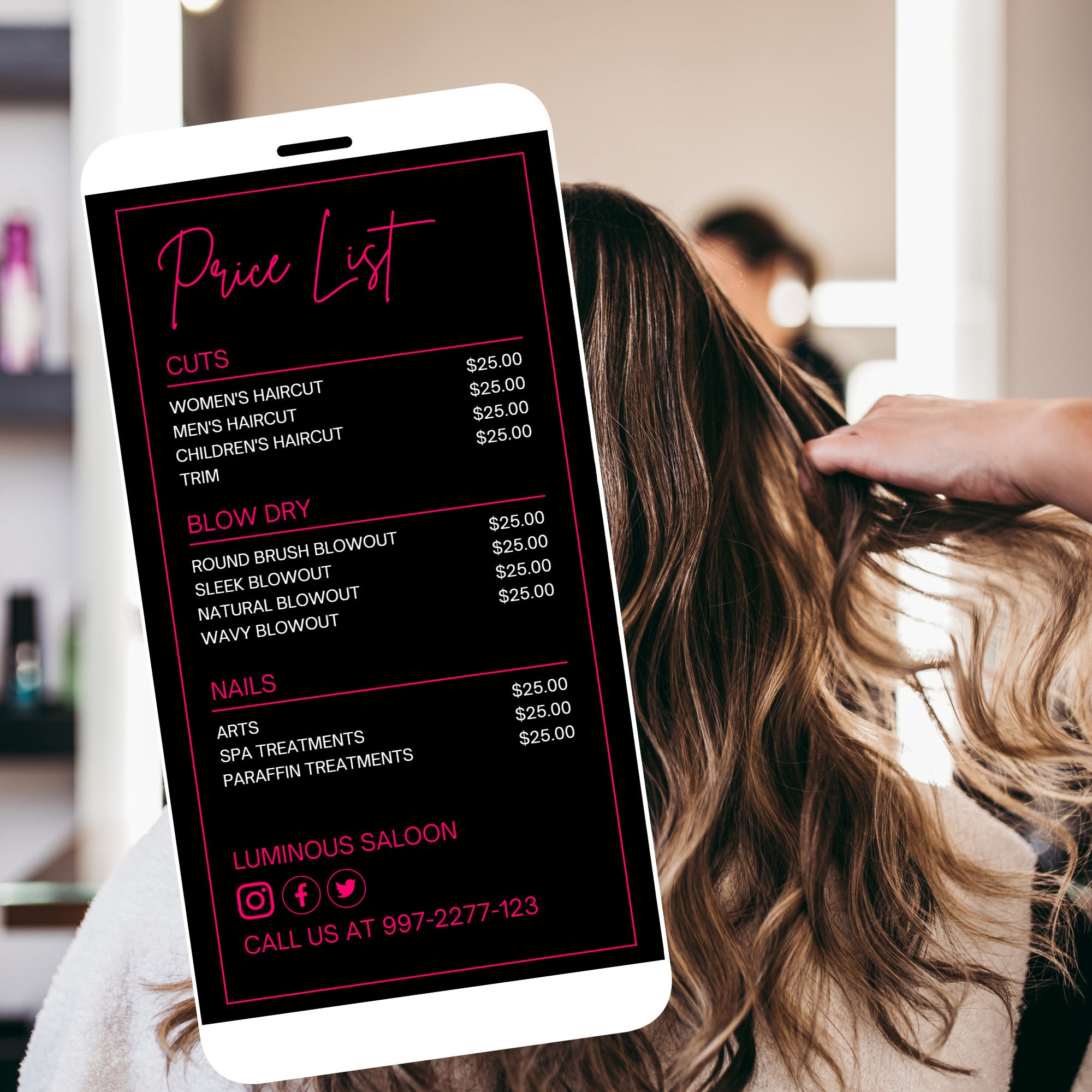 Beauty Salon Pricing Template - Price List With Tier - Modern Price ...