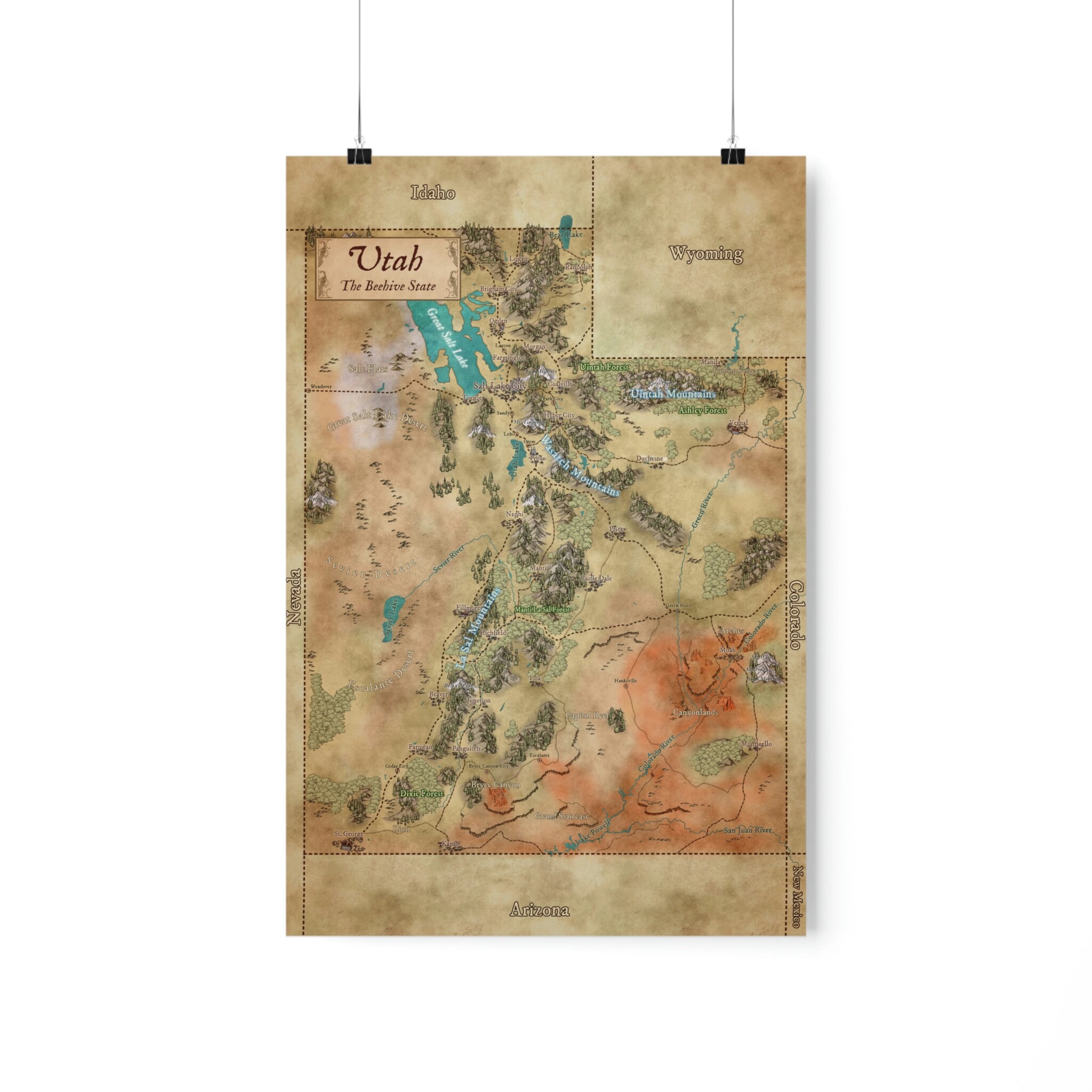 Utah: the Beehive State Fantasy Map - Etsy