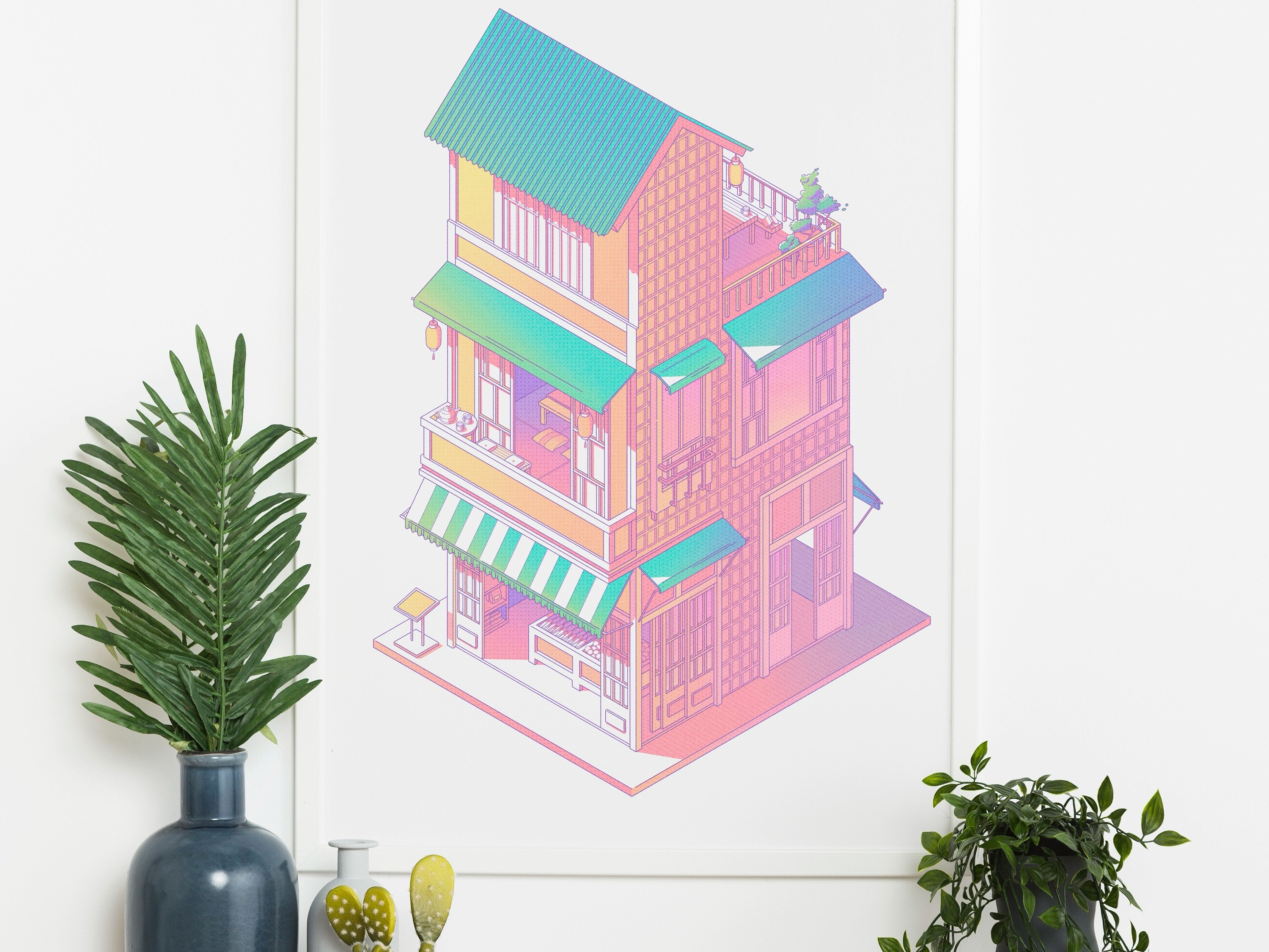 Storefront Drawing Digital Print Cute Illustration of Korean - Etsy