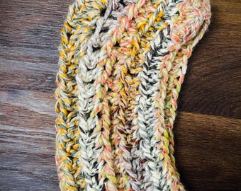 Multi-colored Wool Infinity Scarf—handmade/crocheted - Etsy